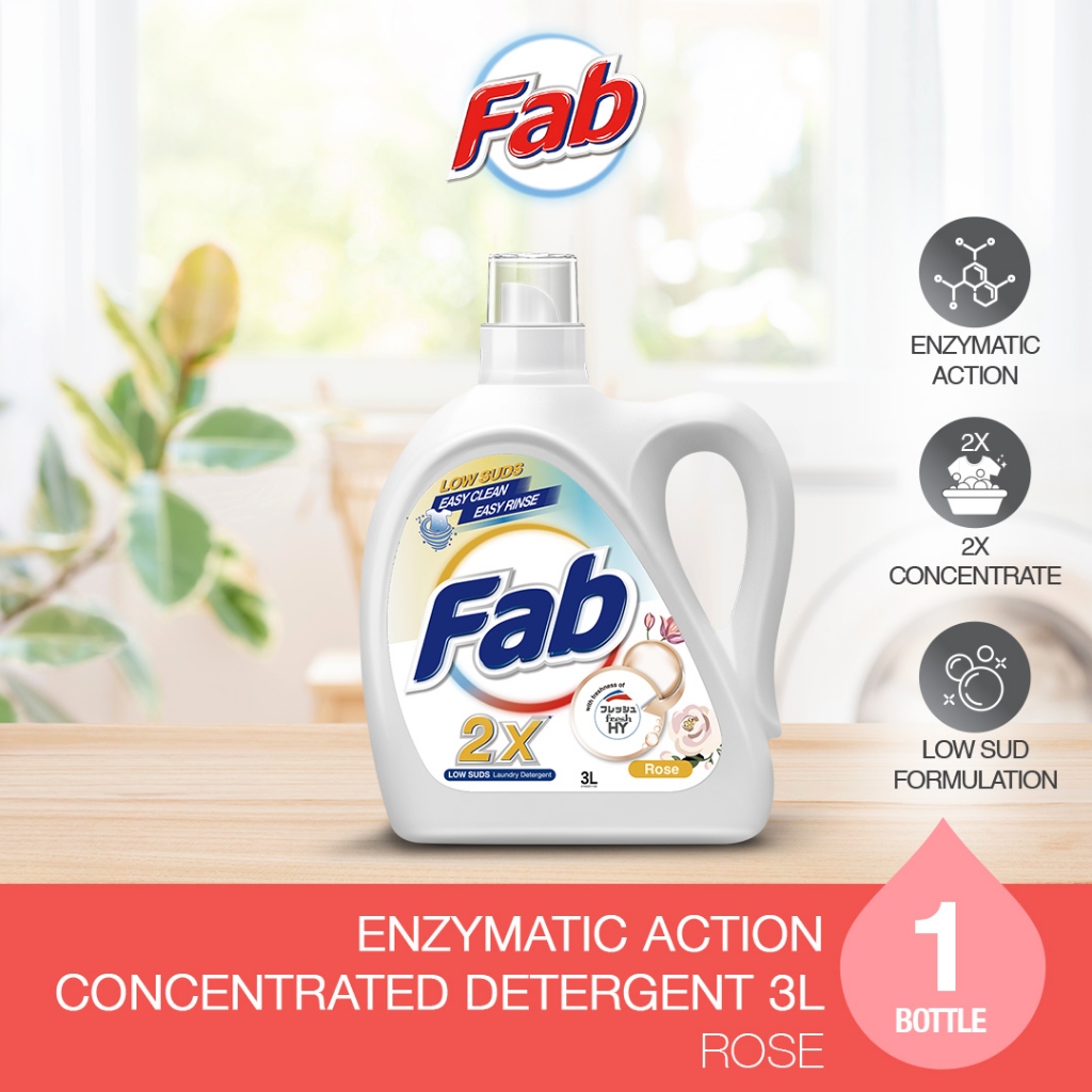 Fab 2x Low Suds Laundry Detergent - Rose (3L) | Shopee Malaysia