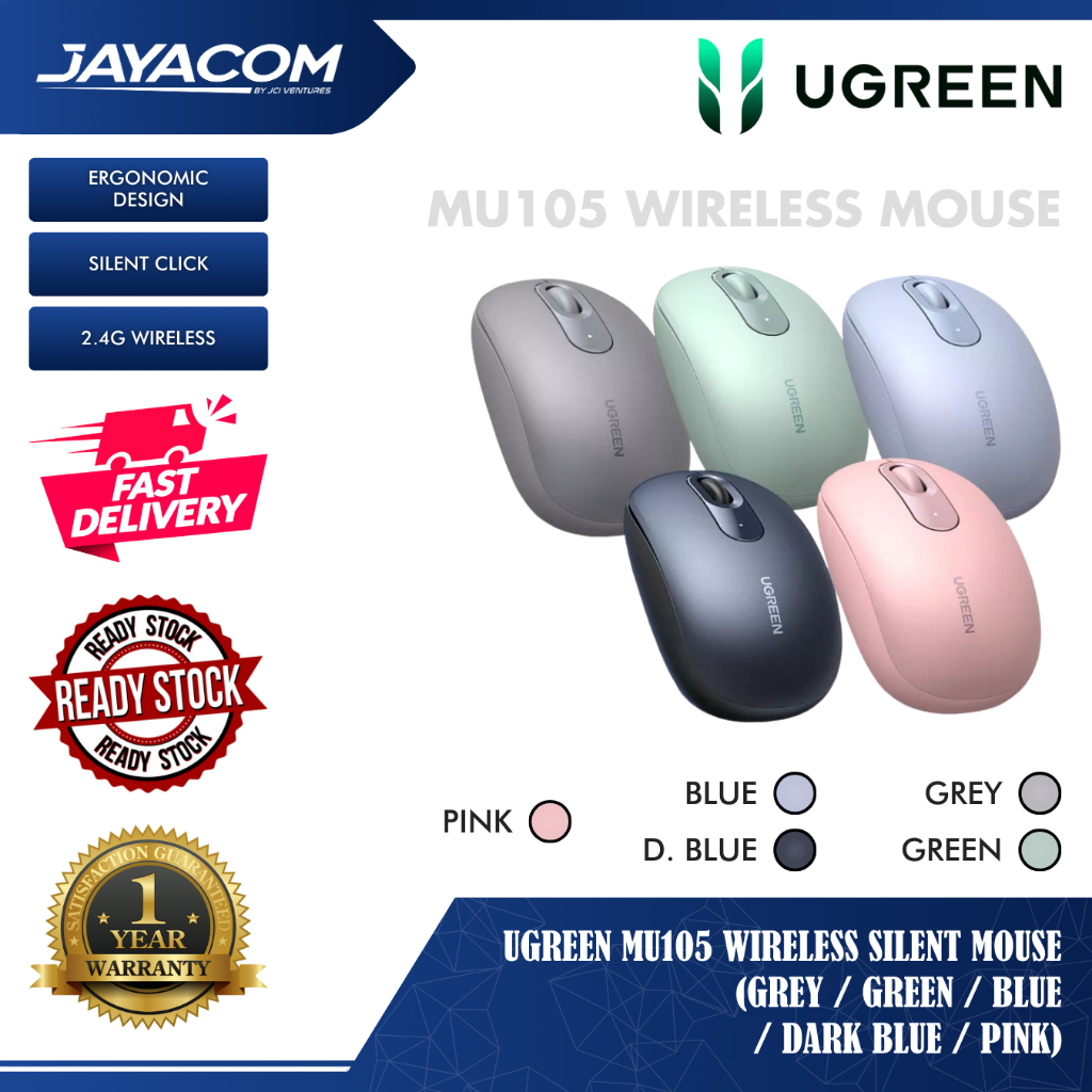 UGREEN MU105 Wireless Silent Mouse – Grey / Green / Blue / Dark Blue ...