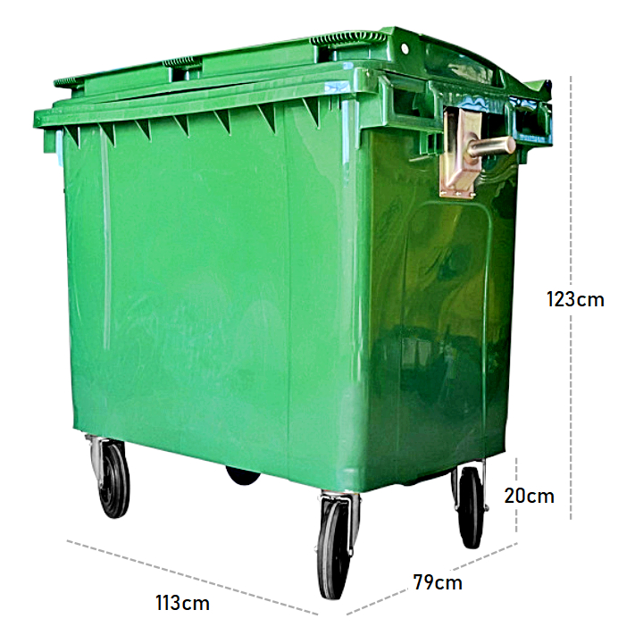 660L 1100L Green Mobile Garbage Bin MGB660 Heavy Duty Outdoor | Shopee ...