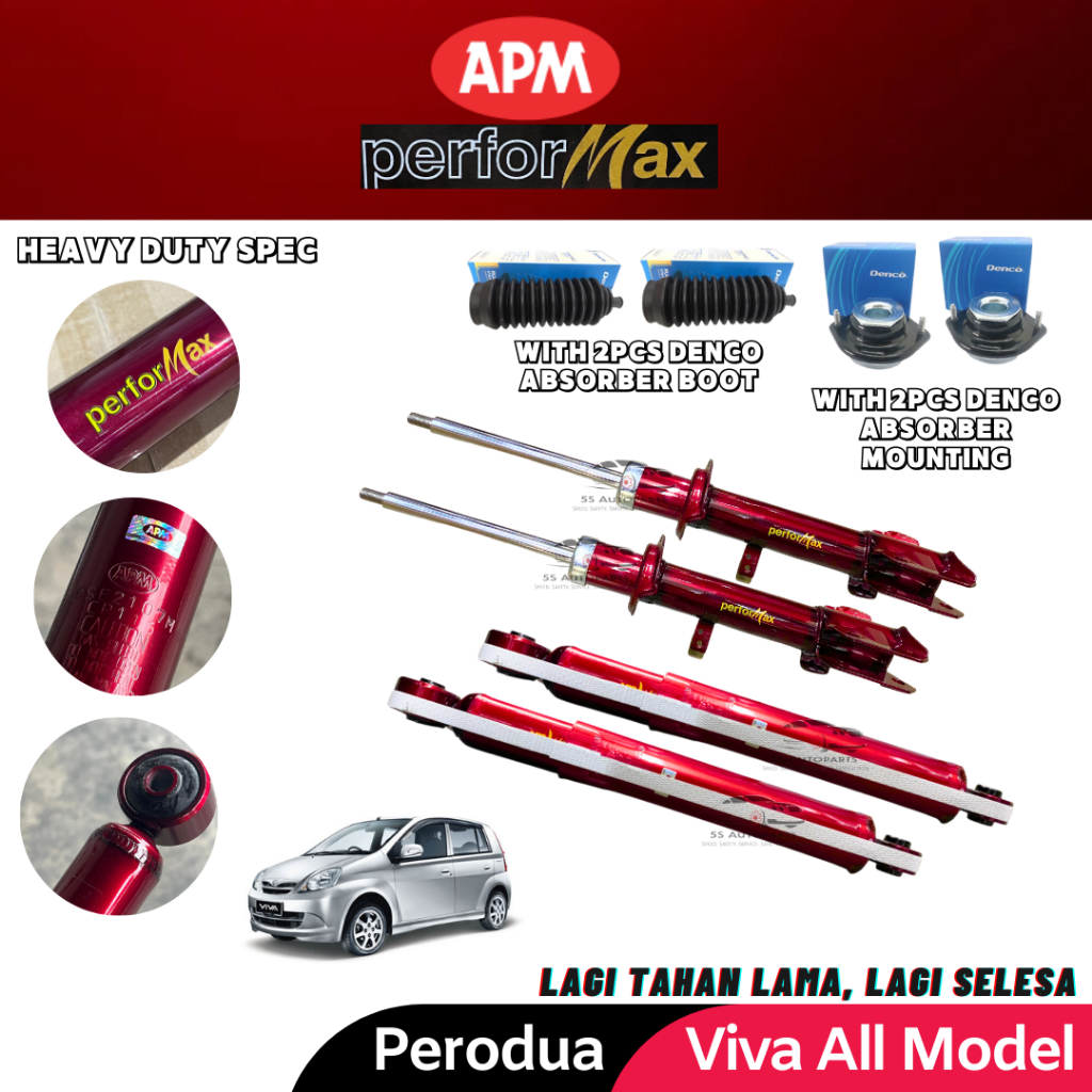 APM Performax Perodua Viva Heavy Duty Sport Gas Absorber Front & Rear ...