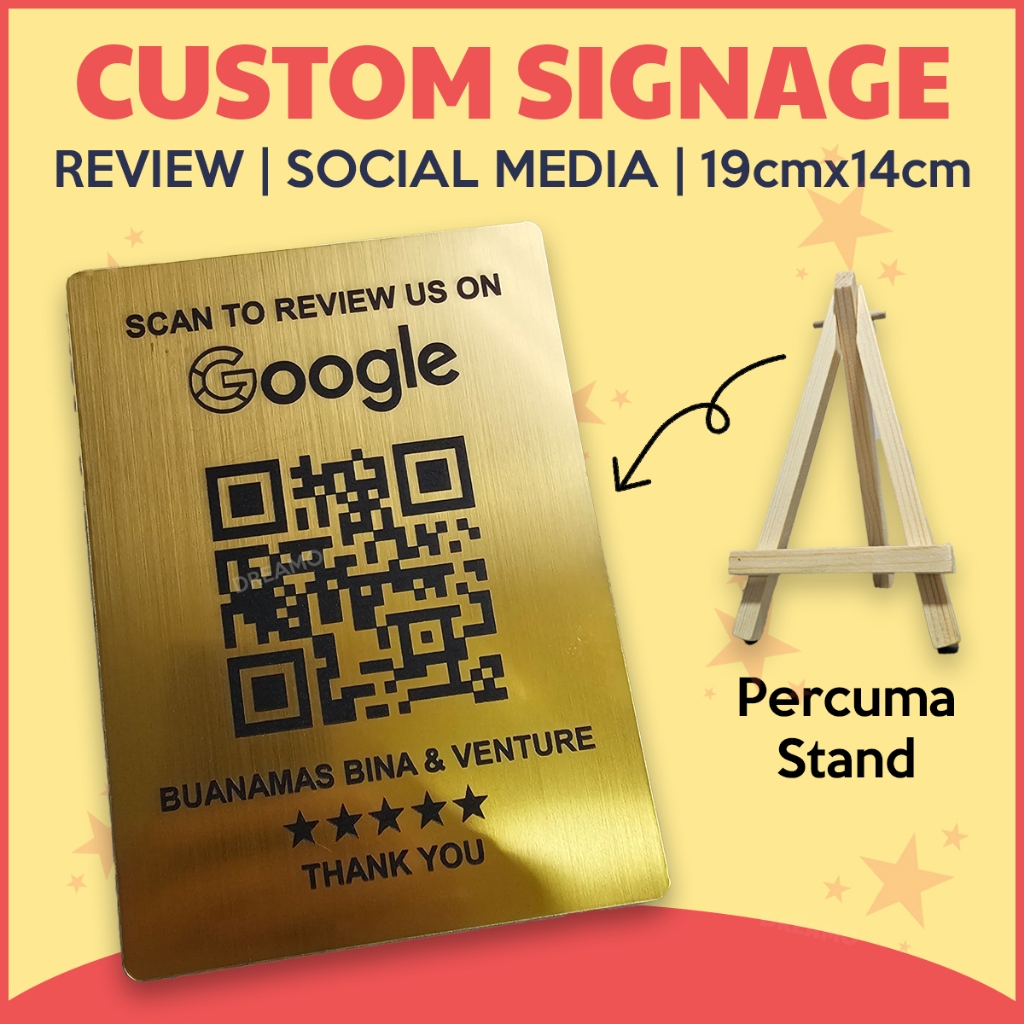 Custom Signage Plaque Acrylic Social Media Review Rating Business Free ...