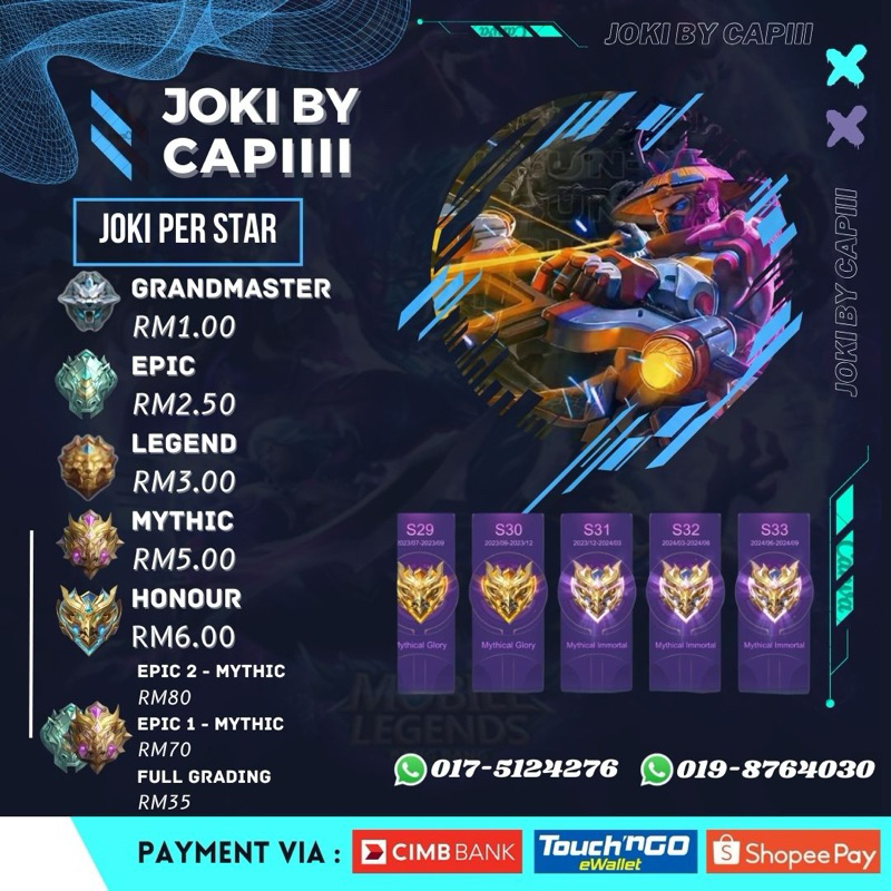 Boosting rank MLBB | Joki MLBB | Shopee Malaysia