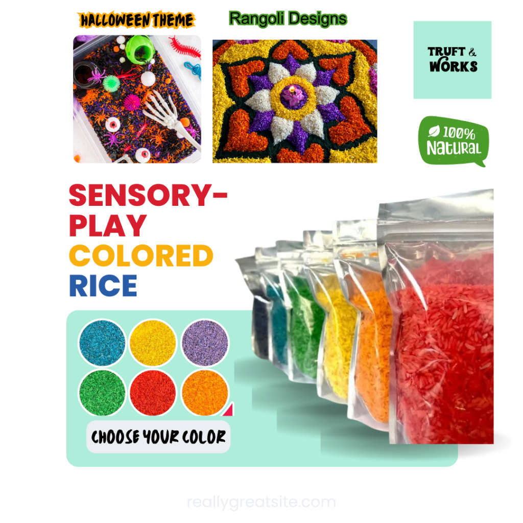[PRE-SCHOOL Grade Non-Toxic) 300 gram Colored Rice Sensory Bin Messy ...