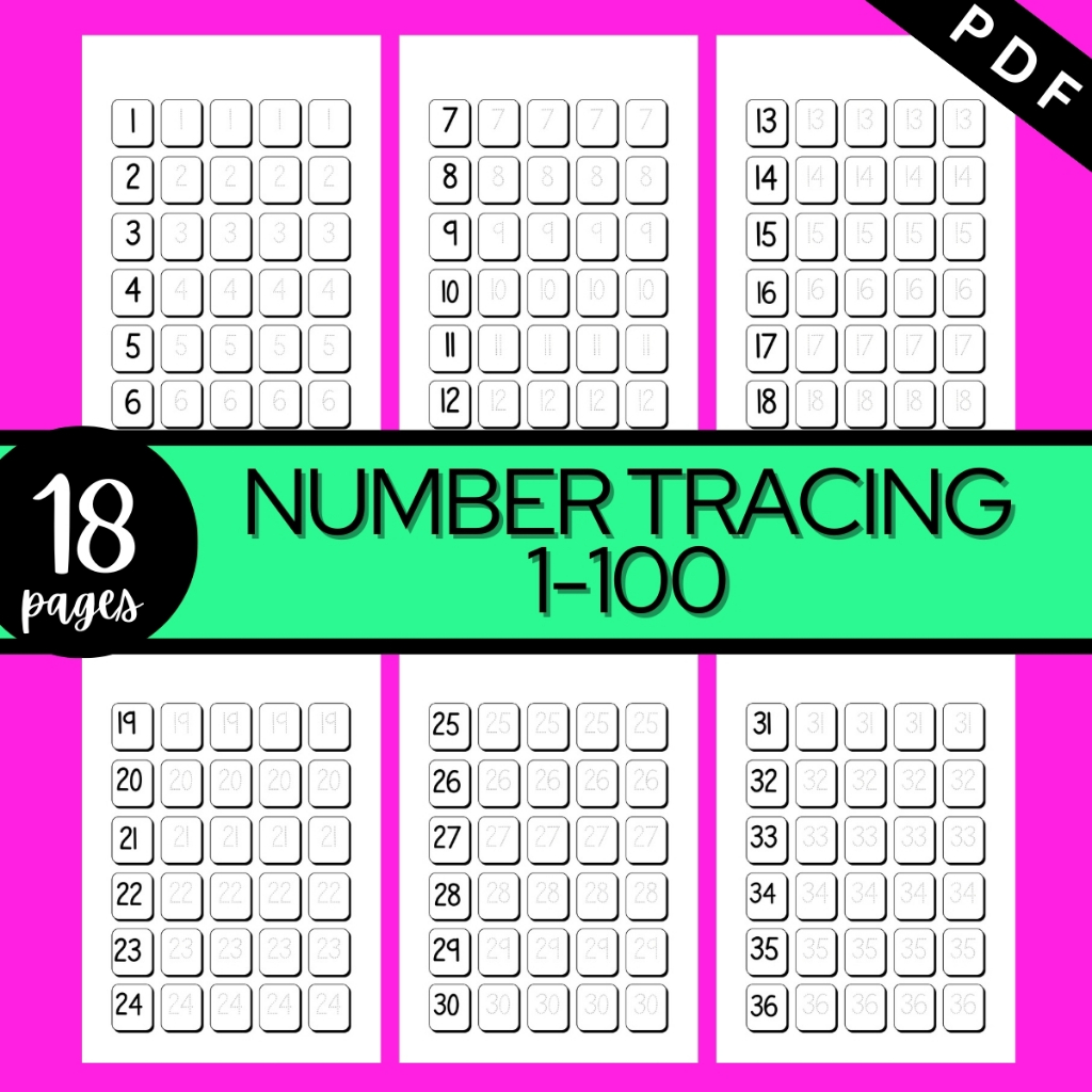 [PDF] B006 NUMBER TRACING 1-100 | Belajar Menulis Angka untuk Anak ...