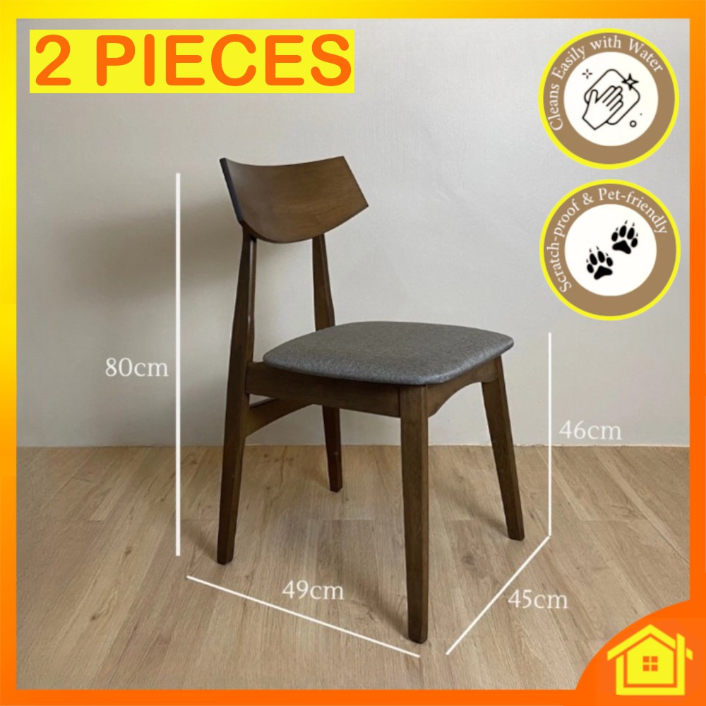 (2 pcs) Dining Chair Study Solid Wood Modern Design White Wash / Cocoa ...