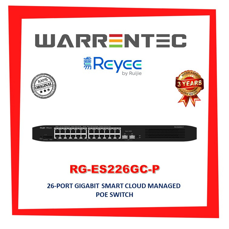 REYEE RG-ES226GC-P 26-PORT GIGABIT SMART CLOUD MANAGED POE SWITCH ...
