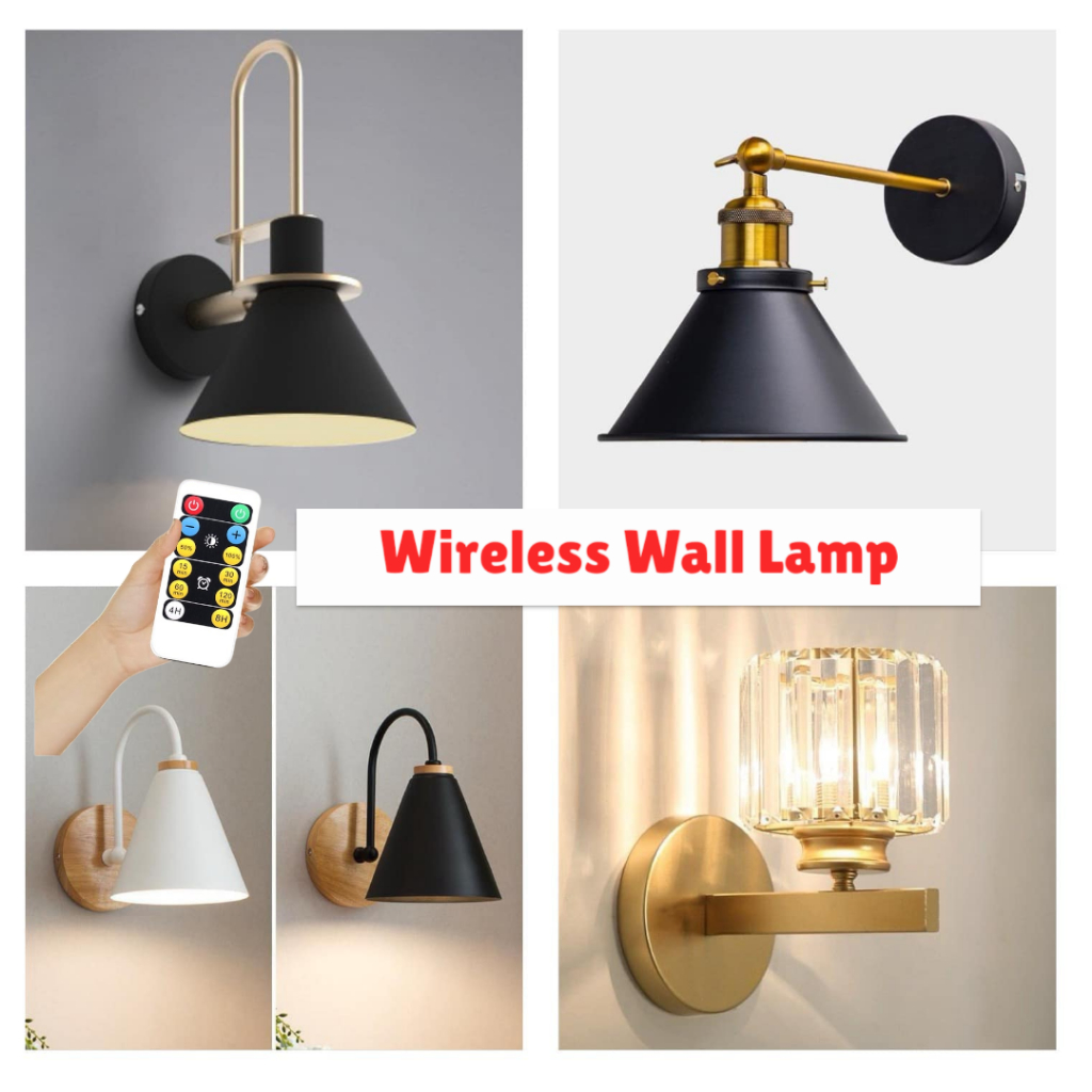 Wireless Battery Wall Lamp Lampu Dinding Bateri Bedside Bedroom Wall ...