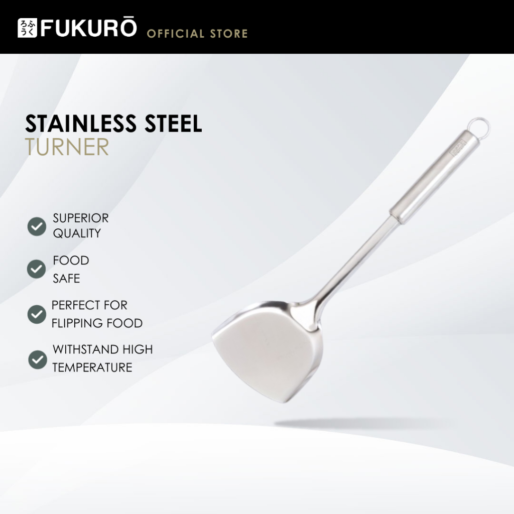 Fukuro Kitchen Stainless Steel Solid Turner | Shopee Malaysia