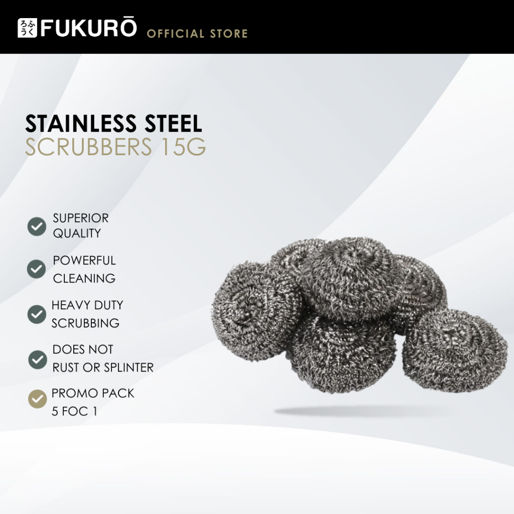 Fukuro Rust & Corrosion Resistant Stainless-Steel Scrubbers (15g/5 + 1 ...