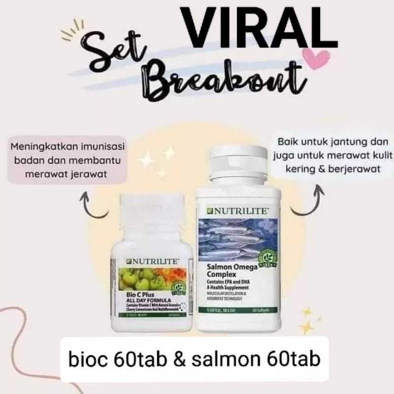 Viral Nutrlite Set Breakout/Cantik Bio c Plus 60 Tabs + Salmon Omega ...