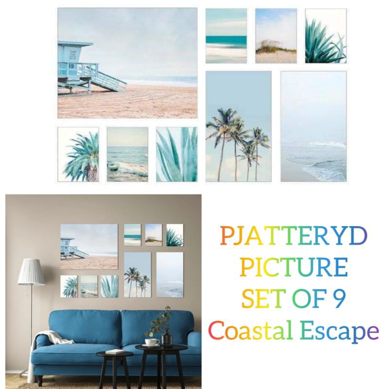 💥READY STOCK💥IKEA PJATTERYD PICTURE SET OF 9 COASTAL ESCAPE 179x122cm ...