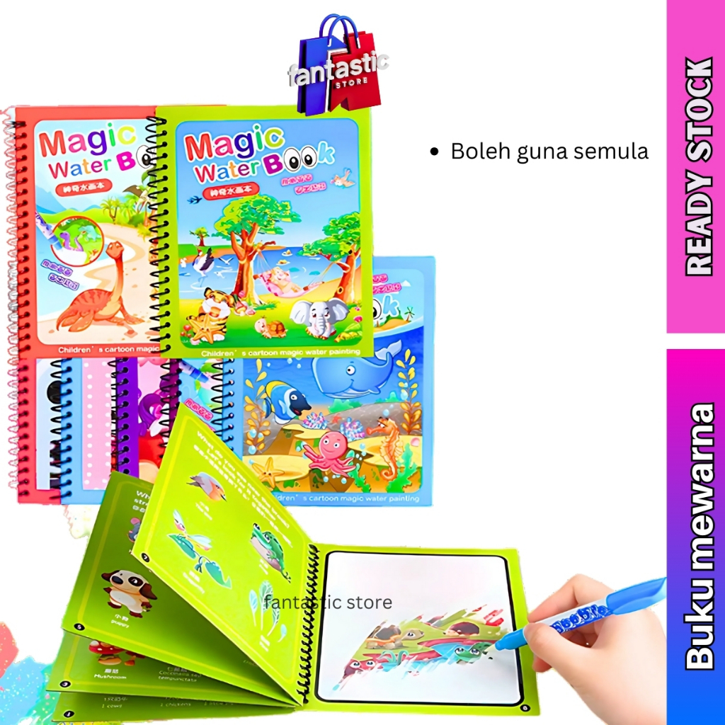 Water colour Learning Book Kids Children Drawing Colouring Buku warna ...