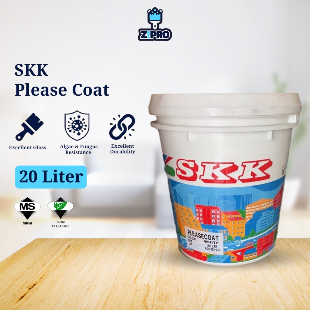 Skk Please Coat 20L- (WHITE) Interior High Gloss Paint Easy Wash Cat ...