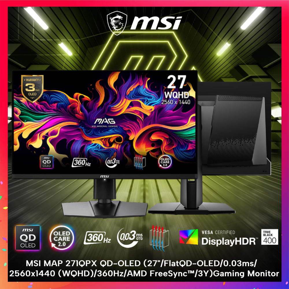 MSI MAP 271QPX QD-OLED (27"/ Flat / QD-OLED / 2560x1440 (WQHD) / 360Hz ...