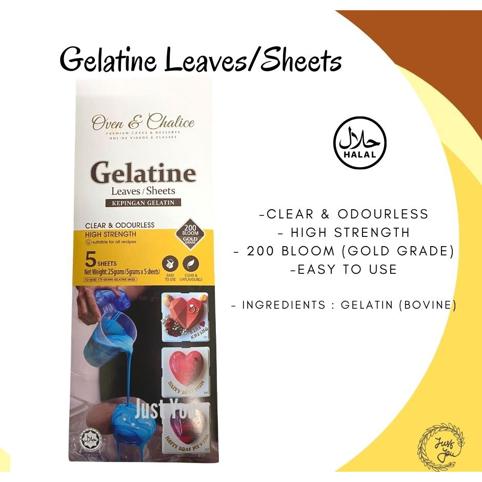 Gelatine Leaves /Sheets (200 Bloom) (Gold Grade) [Halal] Clear ...