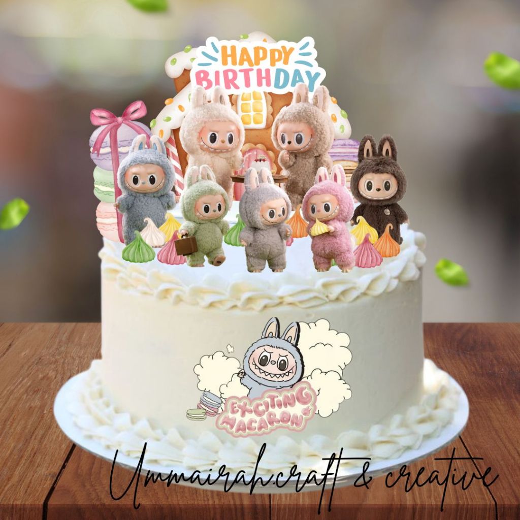LABUBU Cake Topper Decoration Birthday Party( Can Add Name ) | Shopee ...