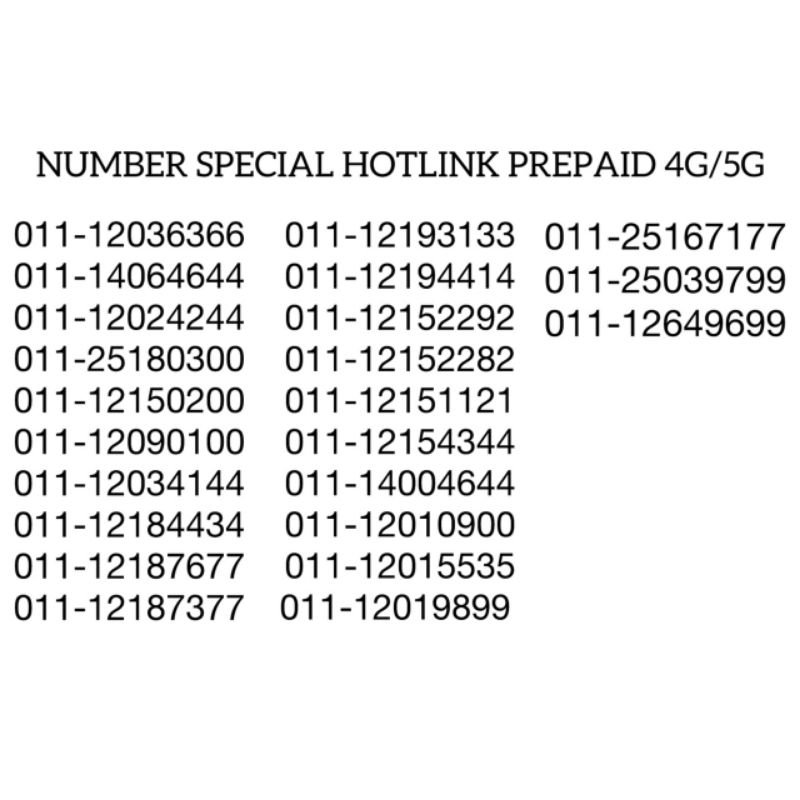 (RM20) NUMBER SPECIAL NUMBER HOTLINK SIM PREPAID 4G/5G | Shopee Malaysia