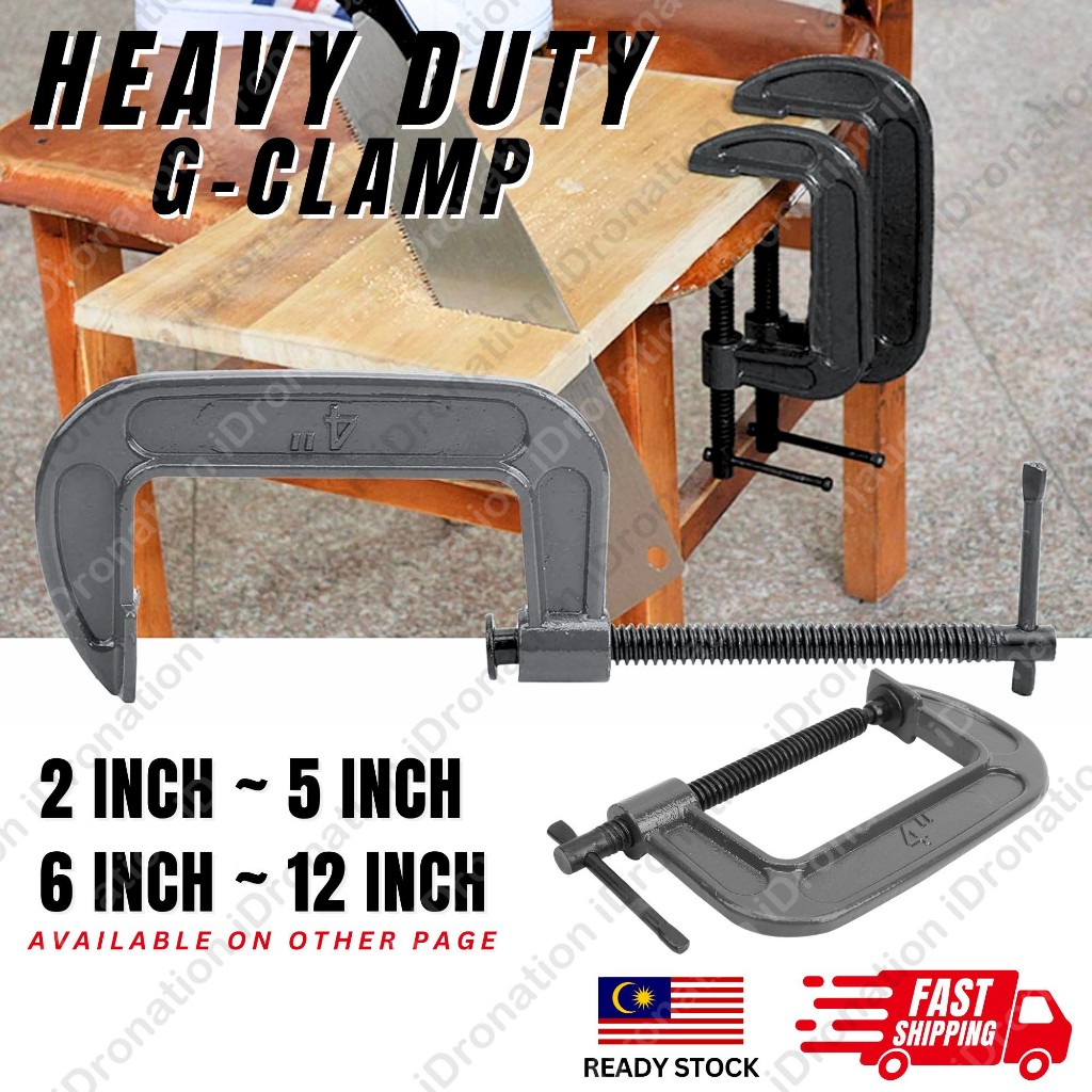 2 3 4 5 6 Inch Heavy Duty Metal Steel Iron G Clamp G-Clamp Adjustable ...