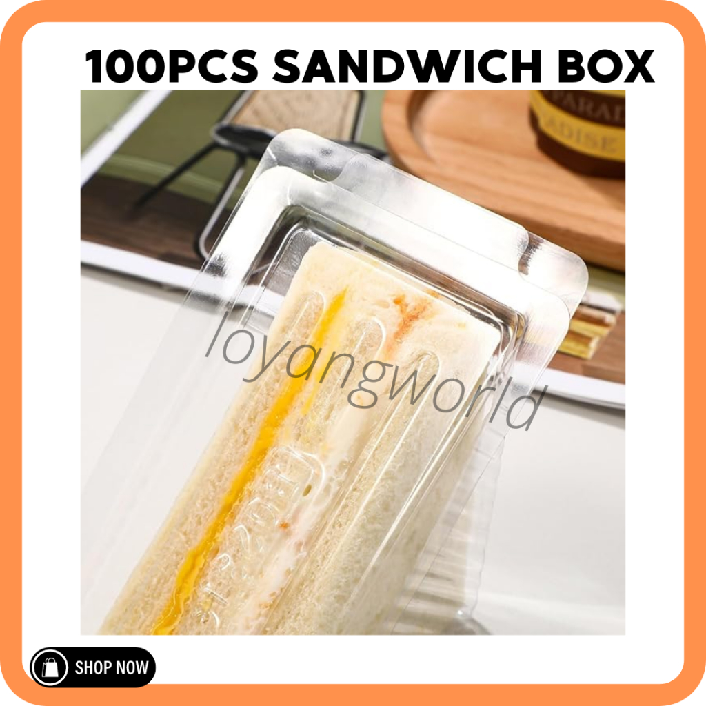 100pcs Sandwich Box Bekas Packaging Hamburger Plastic Box Triangle Cake ...