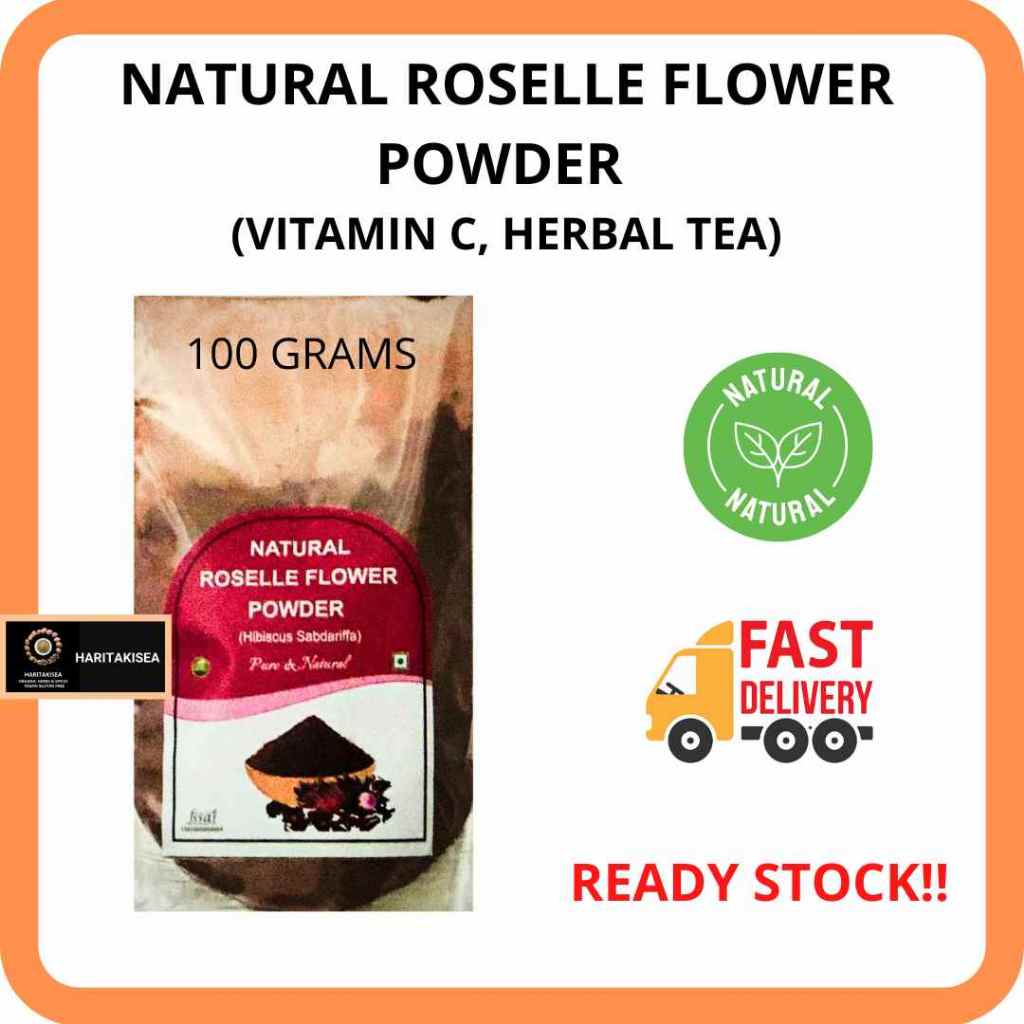 100% PURE NATURAL ROSELLE FLOWER POWDER 90 GMS (Hibiscus Sabdariffa ...