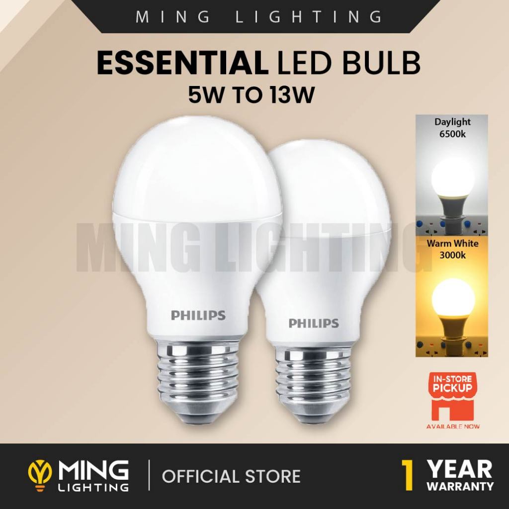 [SIRIM] Philips Essential LED E27 Bulb 5W 7W 9W 11W 13W Energy Saving Light Downlight Mentol ...