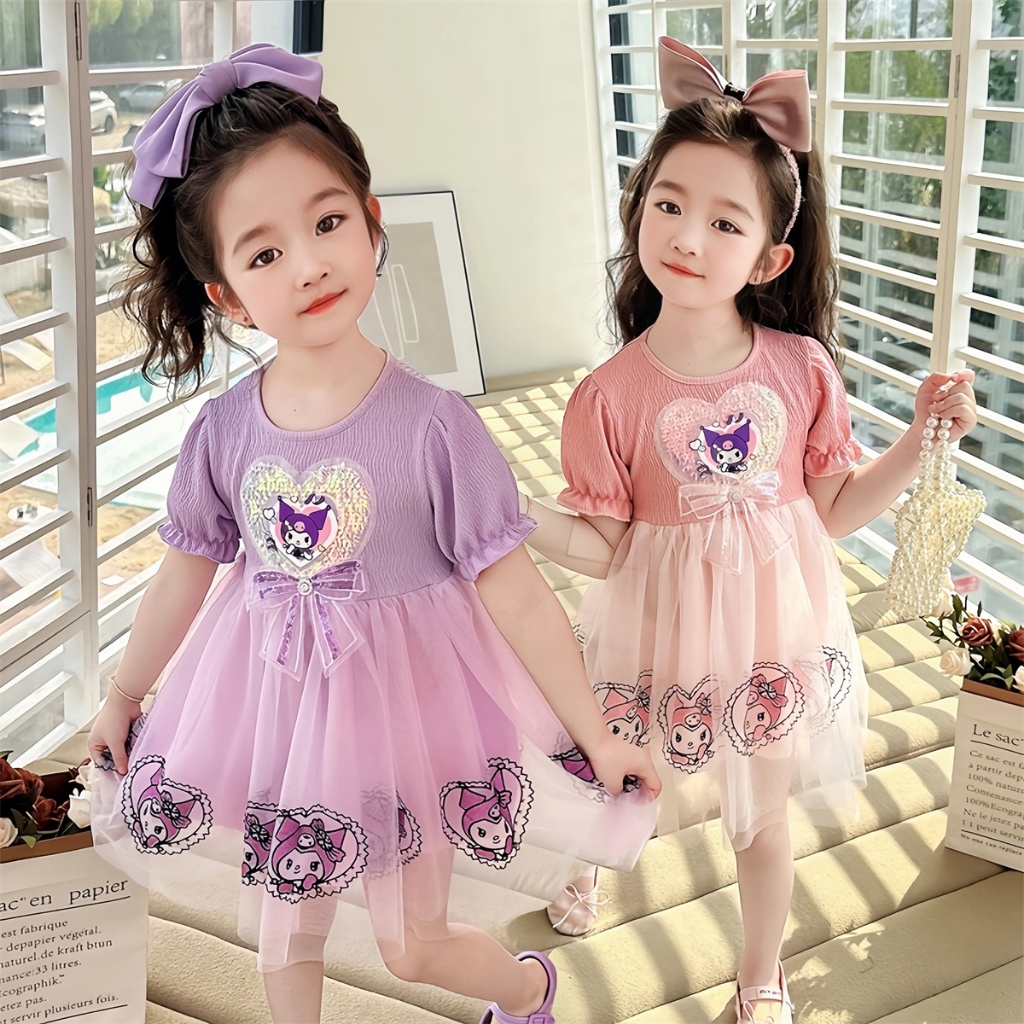 Baju Baby Girl Dress Puffy Sleeve Baju Kuromi Budak Perempuan Pink ...