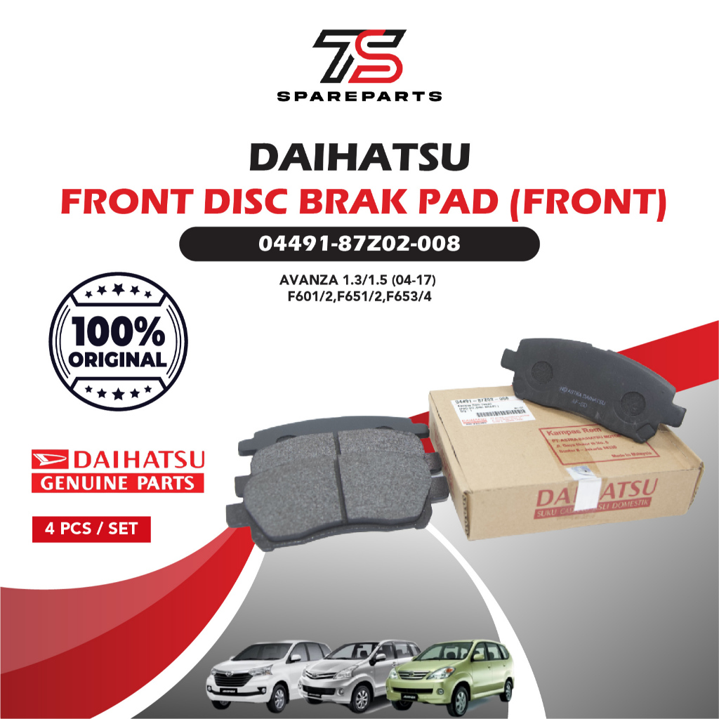 Daihatsu Front Disc Brake Pad 04491-87Z02-008 (Daihatsu Packaging ...