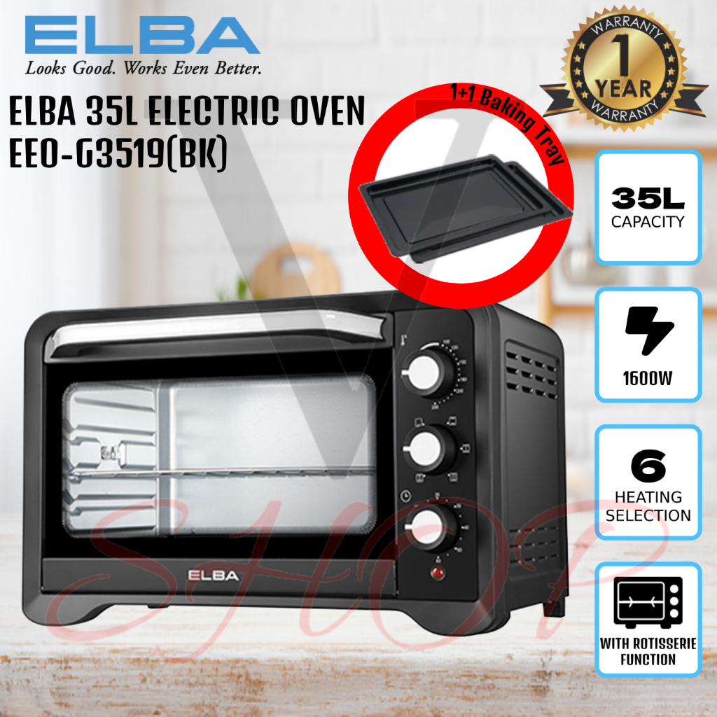 ELBA 35 LITRE ELECTRIC OVEN WITH ROTISSERIE FUNCTION EEO-G3519(BK ...
