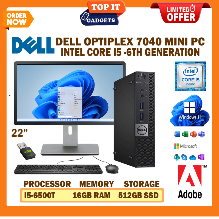 DELL OPTIPLEX MINI PC 7040 INTEL CORE I5- 6TH GEN / 16GB RAM 512GB HDD ...