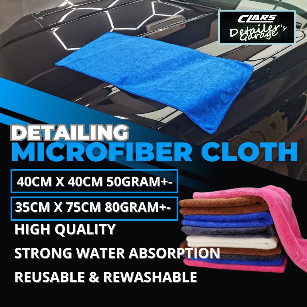 Clars Premium Microfiber Cloth 35 x 75cm - For Car Wash Auto Detailing Car Care Tinted Shop ...