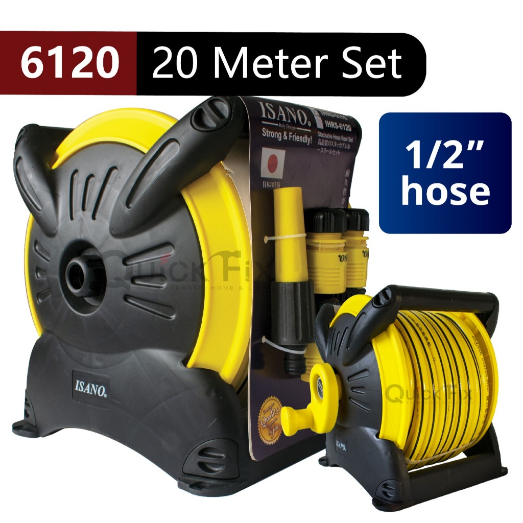 QuickFix ISANO AUTO Retractable Water Hose Reel Pipe Garden 10m & 20m ...