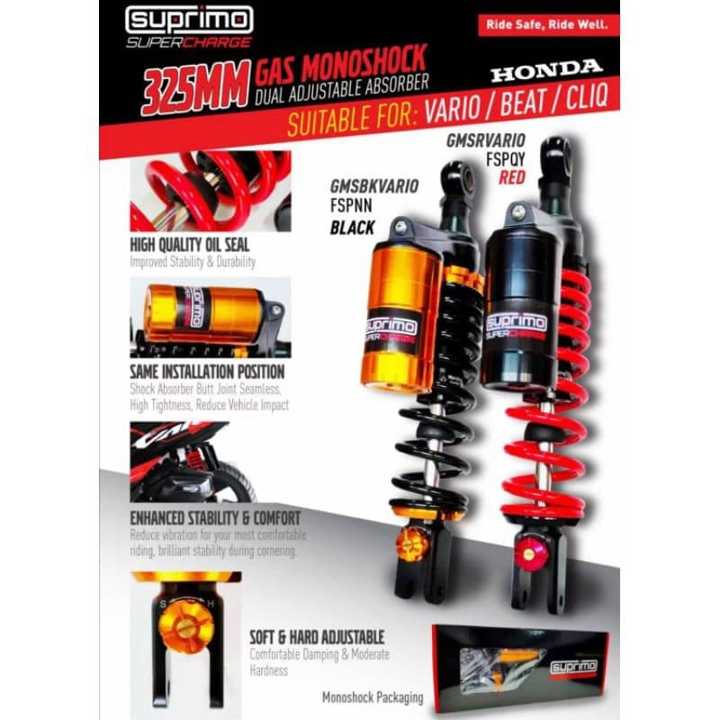 SUPRIMO / APIDO 325MM GAS TANK MONOSHOCK HONDA VARIO VARIO150 VARIO160 ...