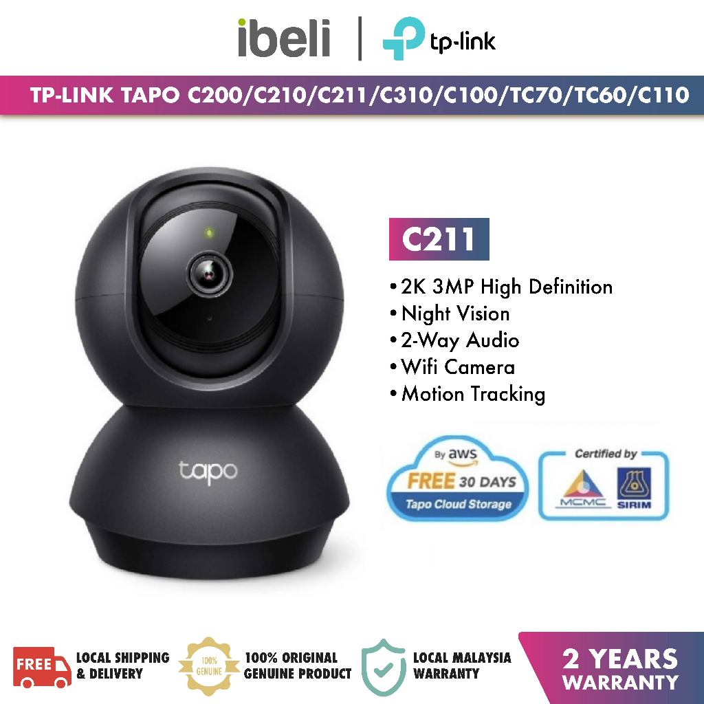 TP-Link Tapo C200/ C210/ C310/ C100/ TC70 /TC60/ C110 HD 1080p 2k ...