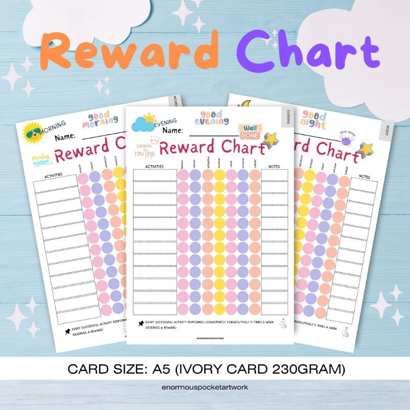 Reward Chart, Reward Tracker, Reward Boy, Girl, A5 Size, IVORY CARD ...