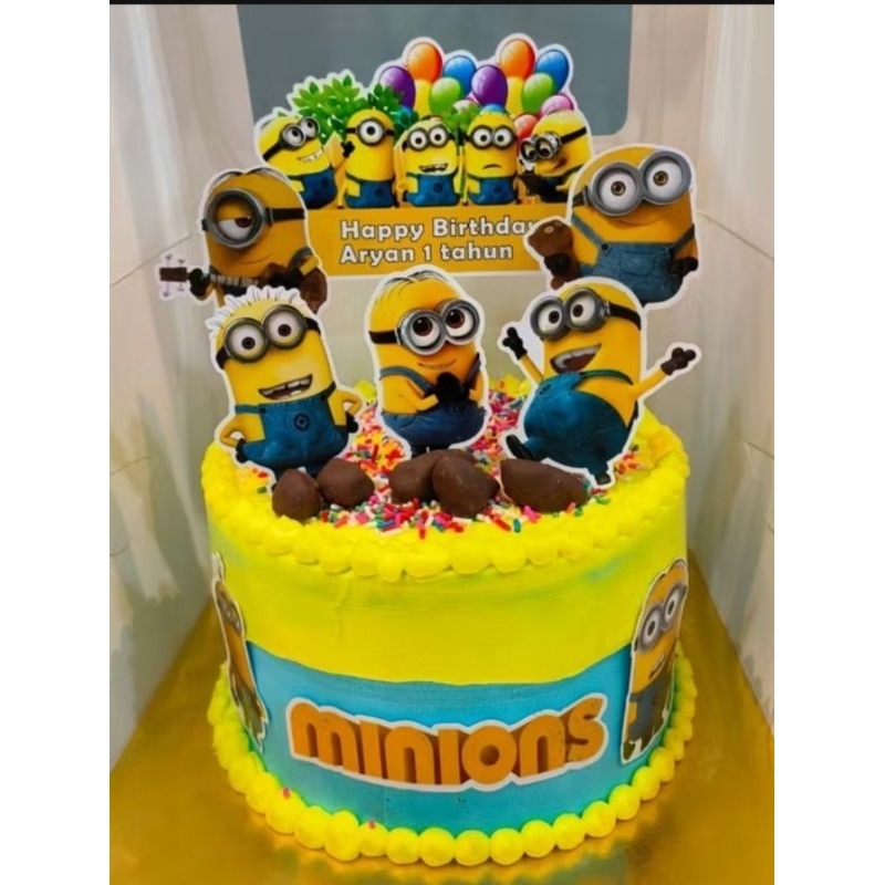 MINIONS CAKE TOPPER (FREE ADD NAME) | Shopee Malaysia