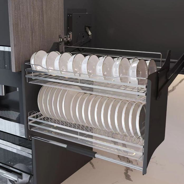Alcor System Soft-close Elevator Dish Rack with Anti Slip Mat Dish ...