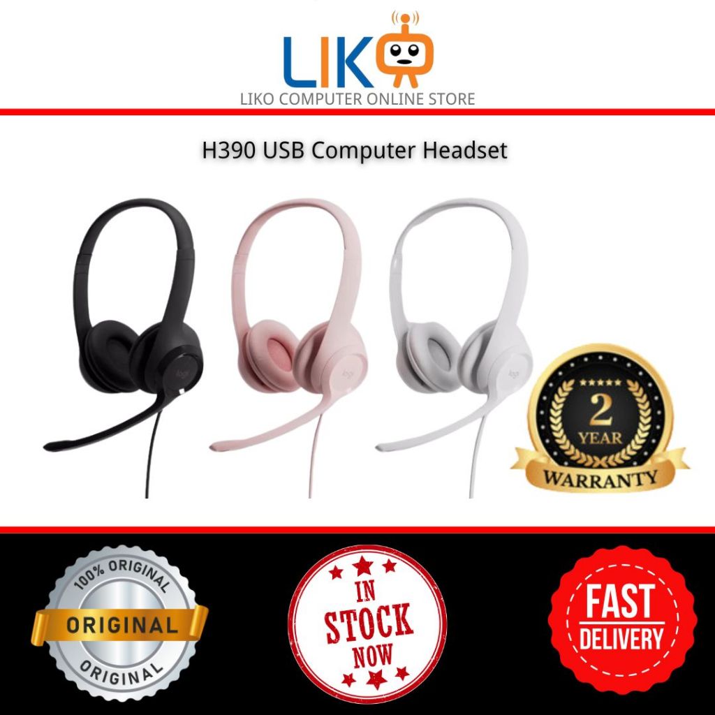 Logitech H390 USB Computer Headset with Noise Cancelling Mic | Shopee ...
