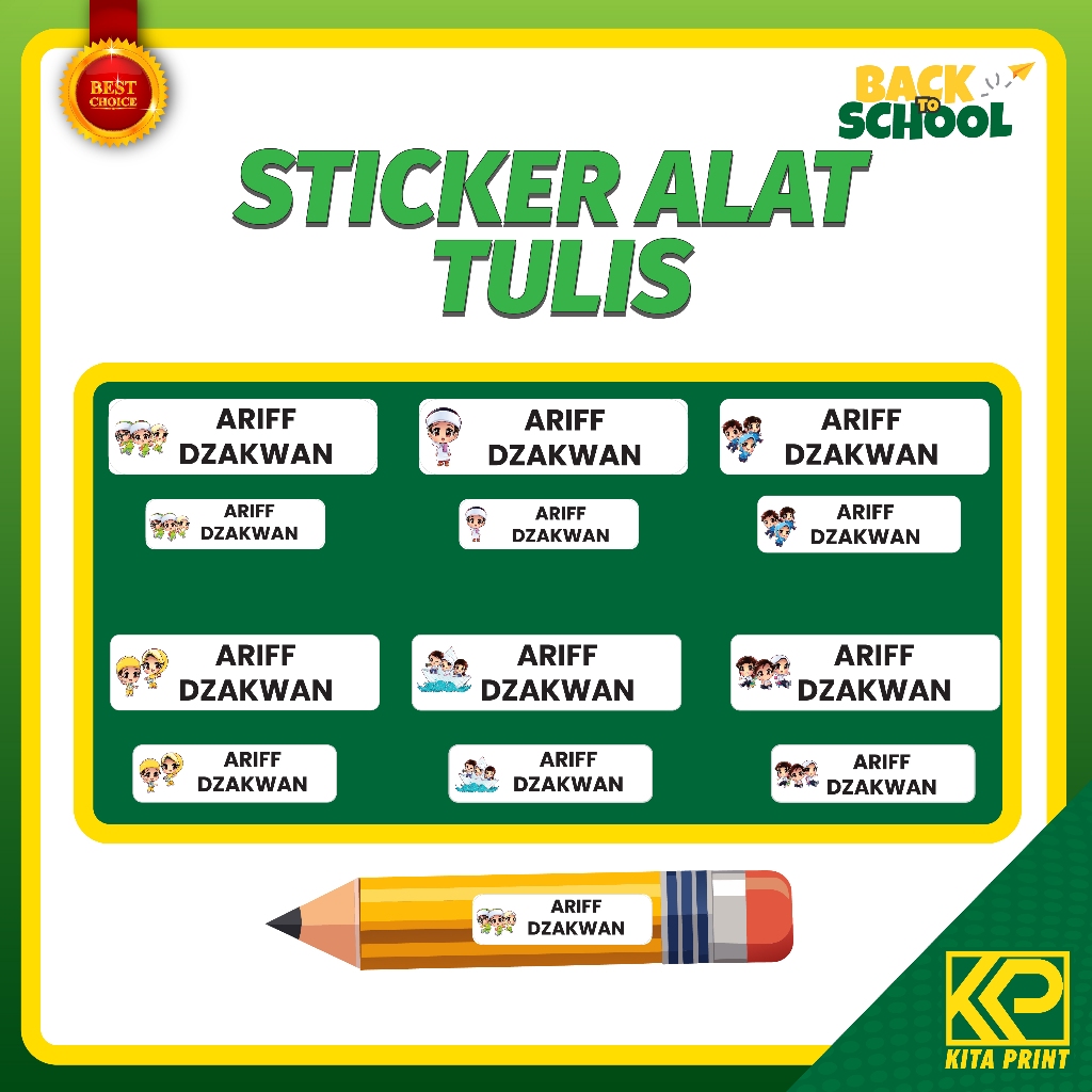 [40pcs] Sticker Alat Tulis (Waterproof) anak sekolah rendah tadika ...