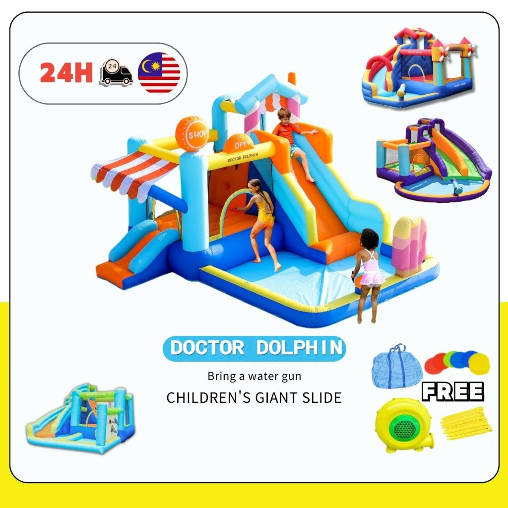 Giant inflatable water slide, inflatable castle, swimming pool ...