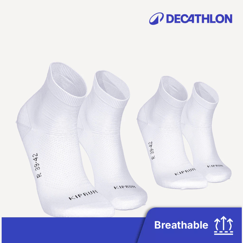 Decathlon Running Adult Pack Of 2 Pairs Of Run500 Fine Crew Running ...