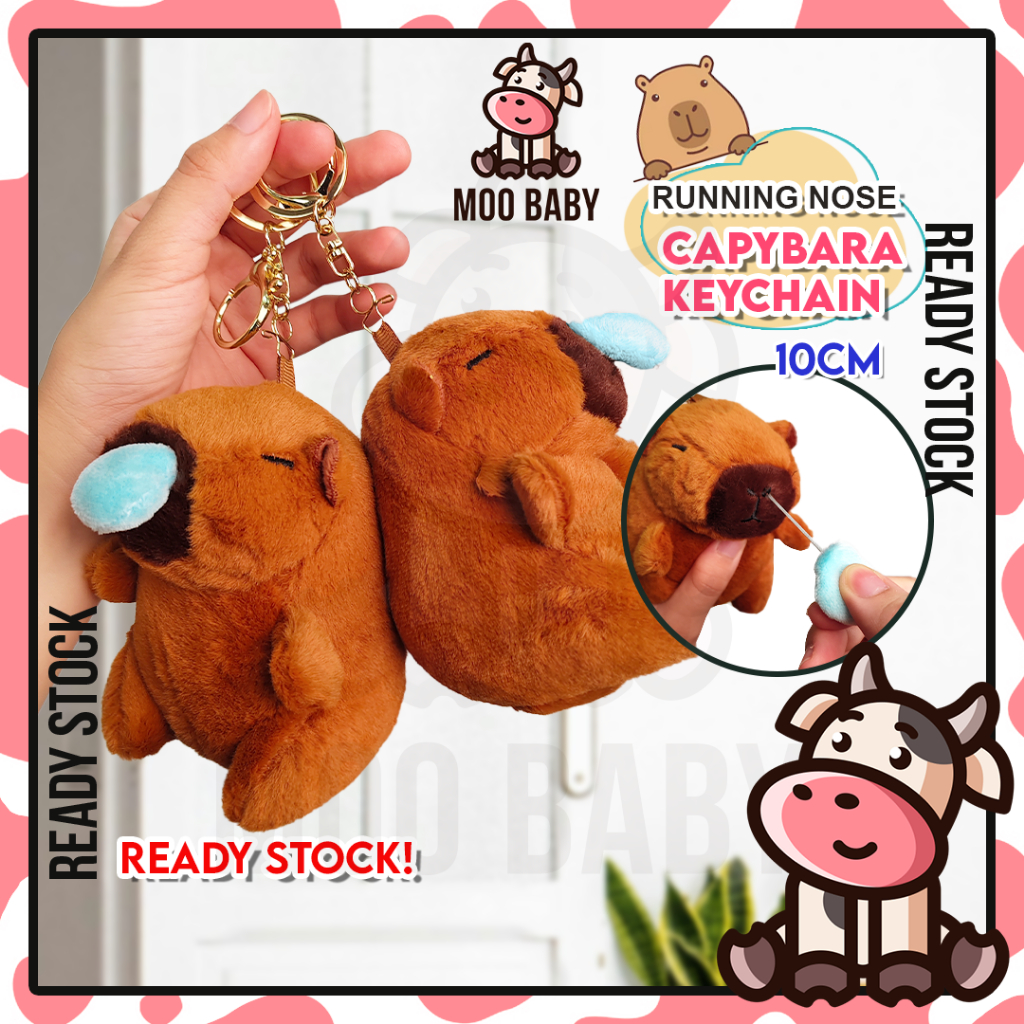 ⭐Moo Baby Kicing Capybara Kapibara Keychain Capybara Murah Keychain ...
