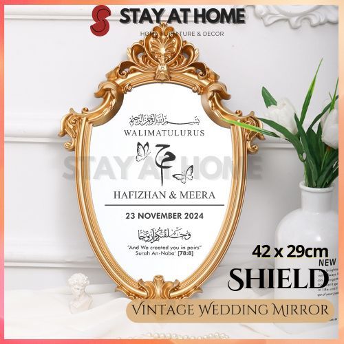 French Vintage Gold Mirror Vintage Cermin Welcome board wedding mirror ...