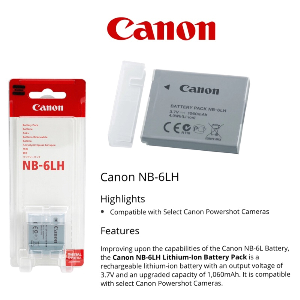 Canon NB6LH NB-6LH lithium ion Battery rechargeable (1 years warranty) canon Powershot Ixus NB6L ...