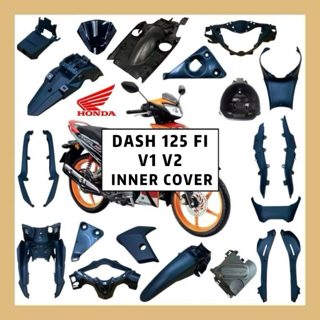 HONDA DASH 125 FI V1 V2 ORIGINAL INNER COVER FULL SET KAVER HITAM ...