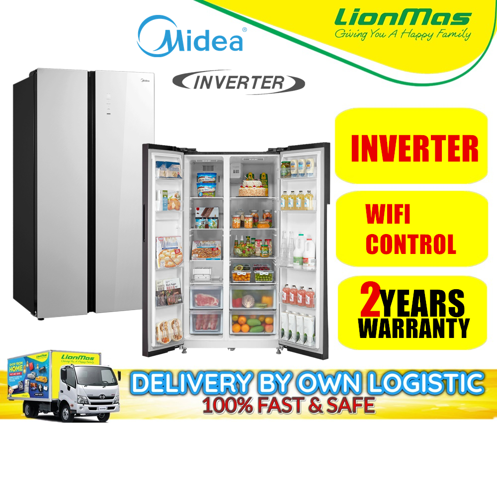 Midea 660L Side By Side White Glass Inverter Refrigerator MDRS712FIE61W ...