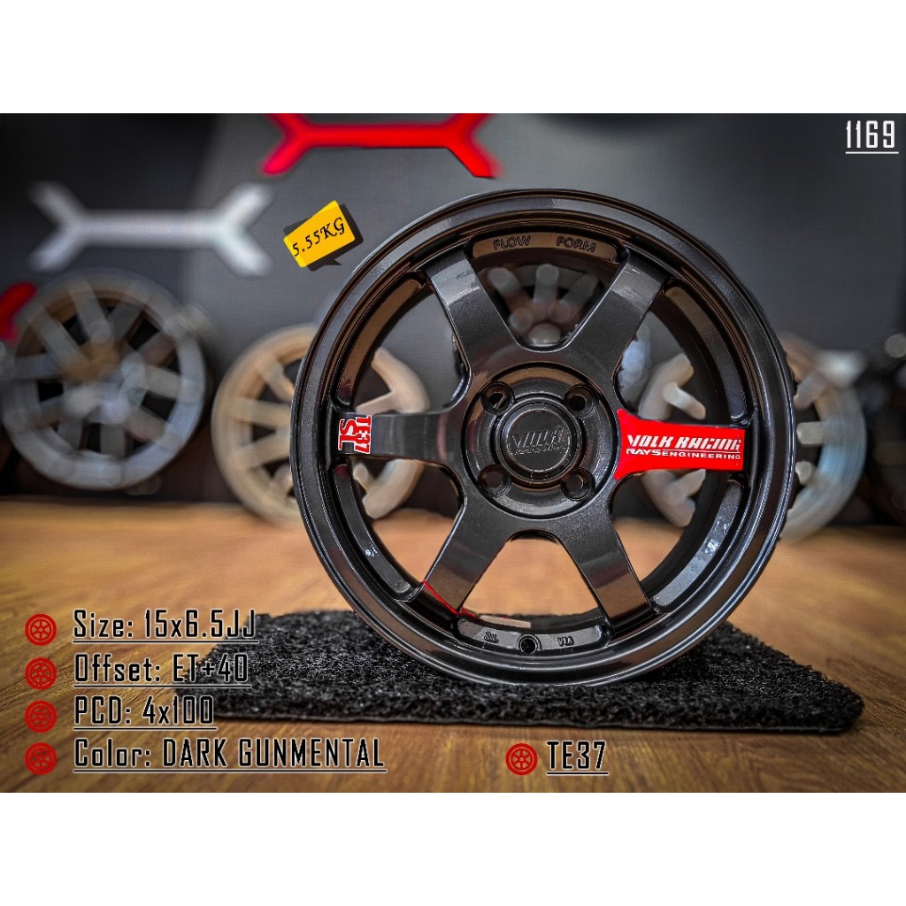 TE37 15X6.5 ET40 4X100 DARK GUNMETAL | Shopee Malaysia