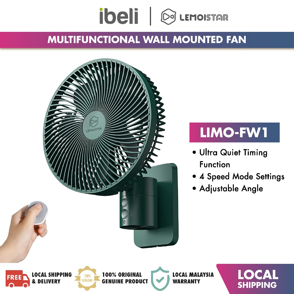 LEMOISTAR LIMO-FW1 8 Inch Small Wall Mounted Fan with Remote Control ...