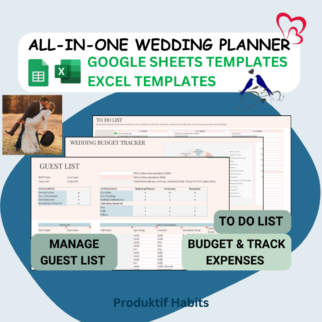 Wedding Kahwin Nikah Google Sheet Template Excel Spreadsheet Budget ...