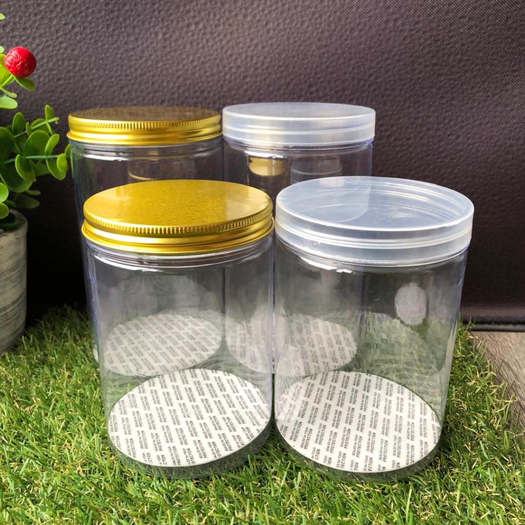 Bekas Raya Platic Round Jar Cap Aluminium Gold / Transparent Balang ...