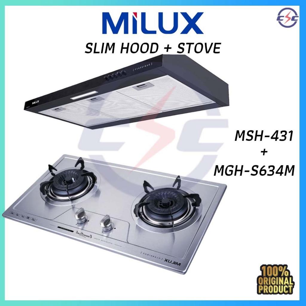 [Combo Deal]Milux Stainless Steel Slim Hood MHS-S431 + Stainless Steel ...